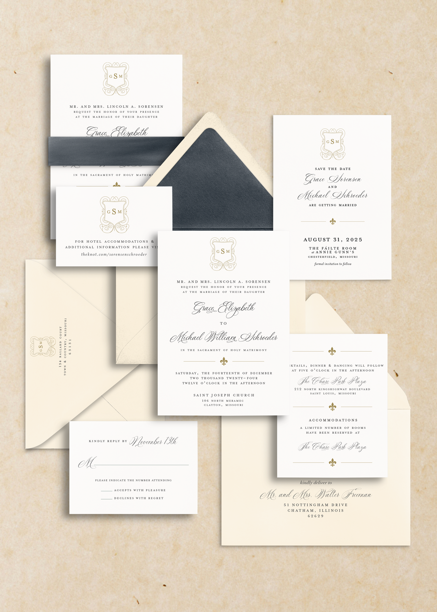 Traditional | Semi-Custom Wedding Invitations from Leighwood Design Studio